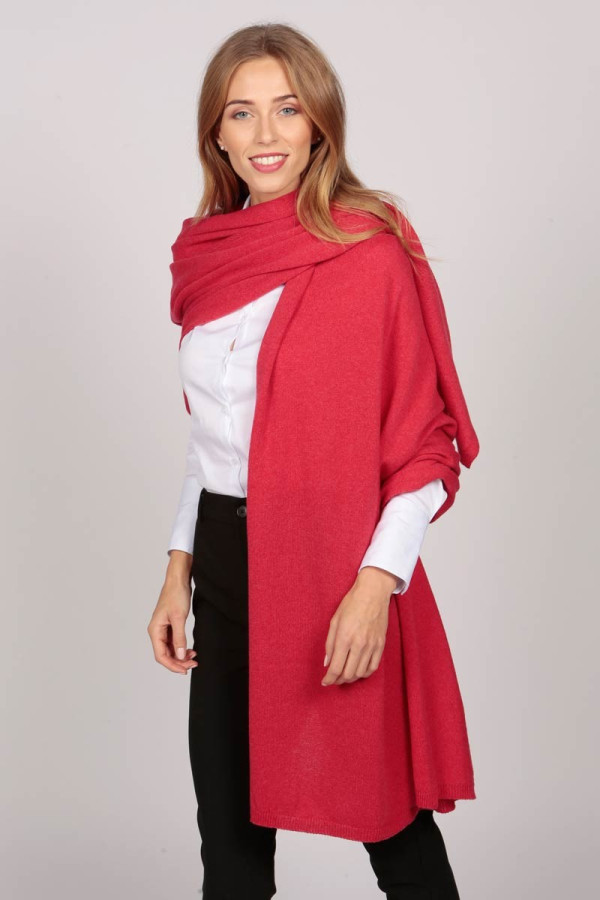 Cashmere Wrap in Coral red (100% Pure) | italyincashmere.com