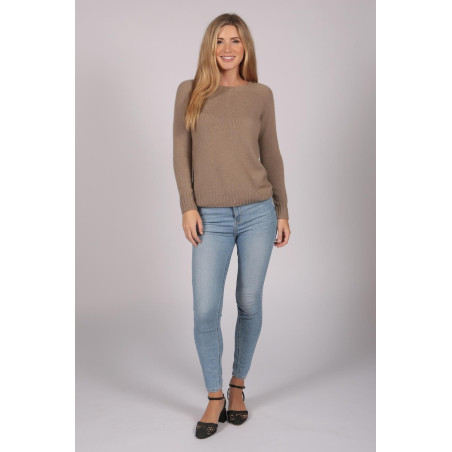 Camel brown Crew Neck Sweater for Women Pure Cashmere (100% ...