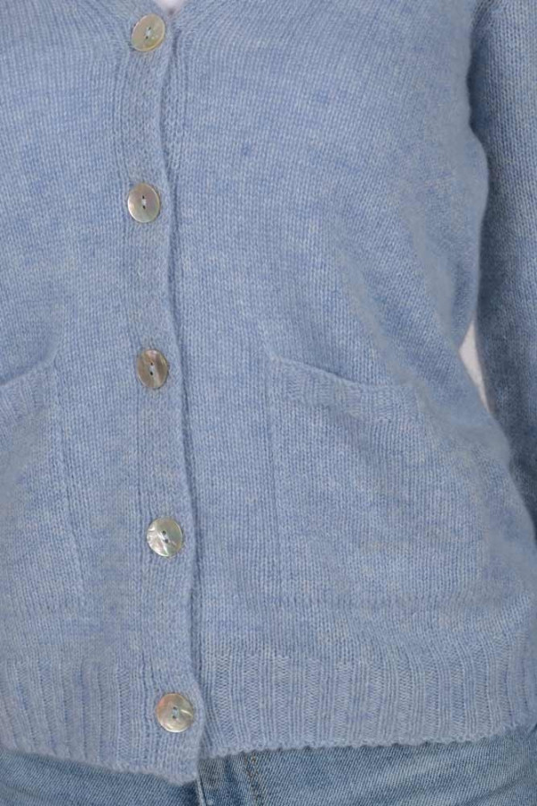 Light Blue Cardigan Cashmere (Pure) | italyincashmere.com