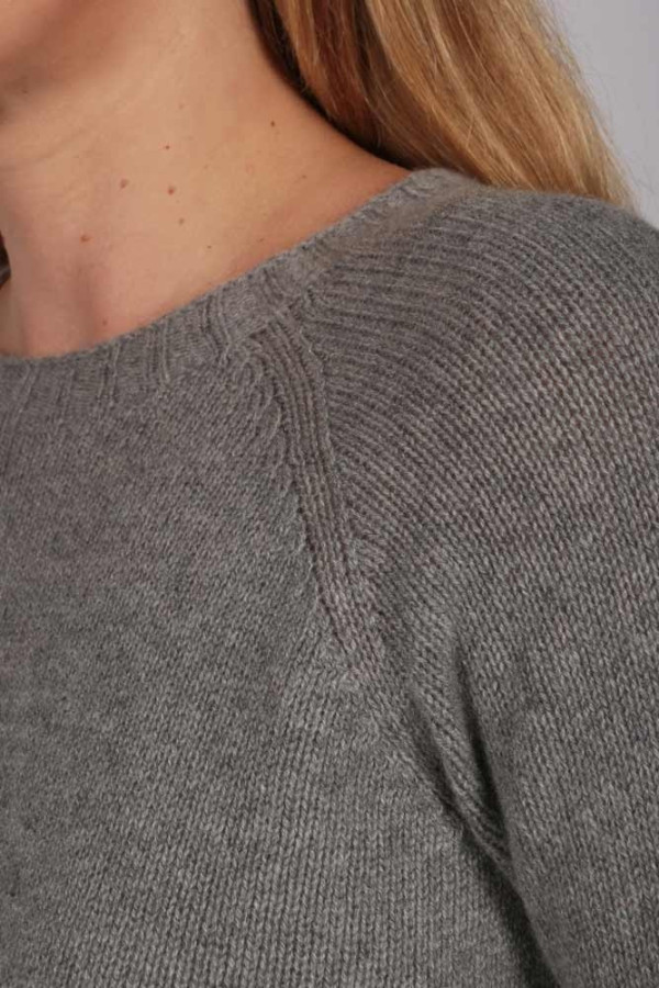 Light grey Crew Neck Sweater for Women Pure Cashmere (100% ...