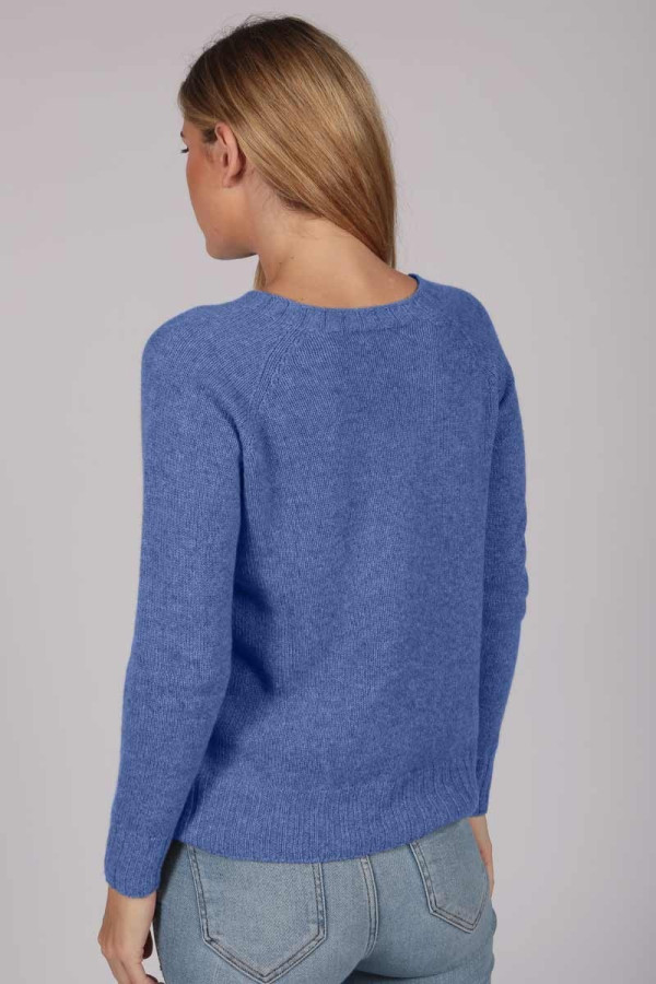 Periwinkle blue Crew Neck Sweater for Women 100% Cashmere ...